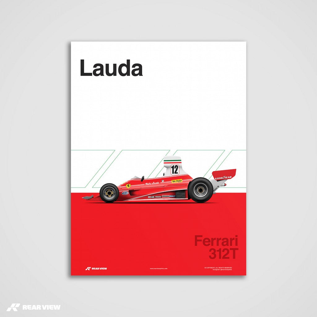 Ferrari 312T F1 Poster Car Art Print • Rear View Prints