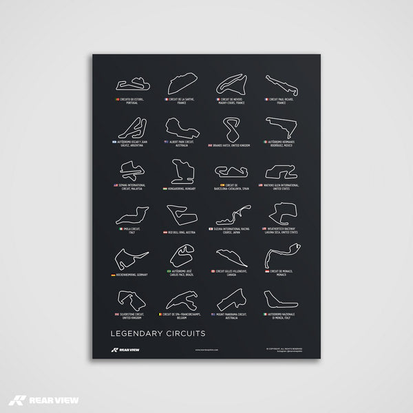 F1 Race Track Posters • Formula 1 Circuit Art Print • Rear View Prints