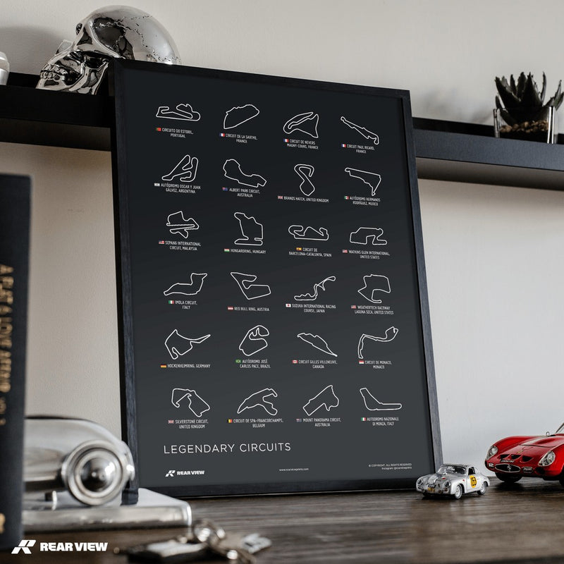 F1 Race Track Posters • Formula 1 Circuit Art Print • Rear View Prints