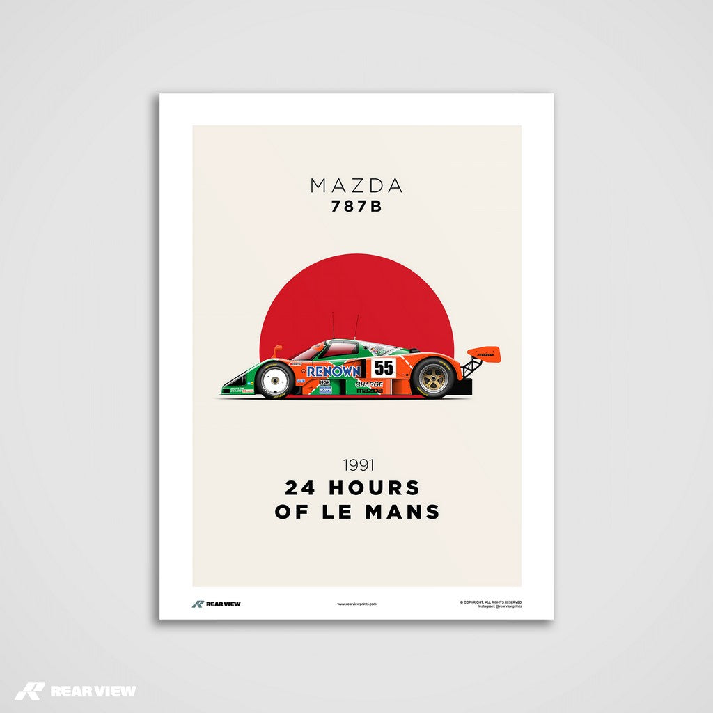 Mazda 787b Motorsport Poster Car Art Print • Rear View Prints
