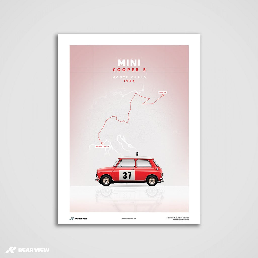 Mini Cooper S • Car Poster • Art Print • Rear View Prints