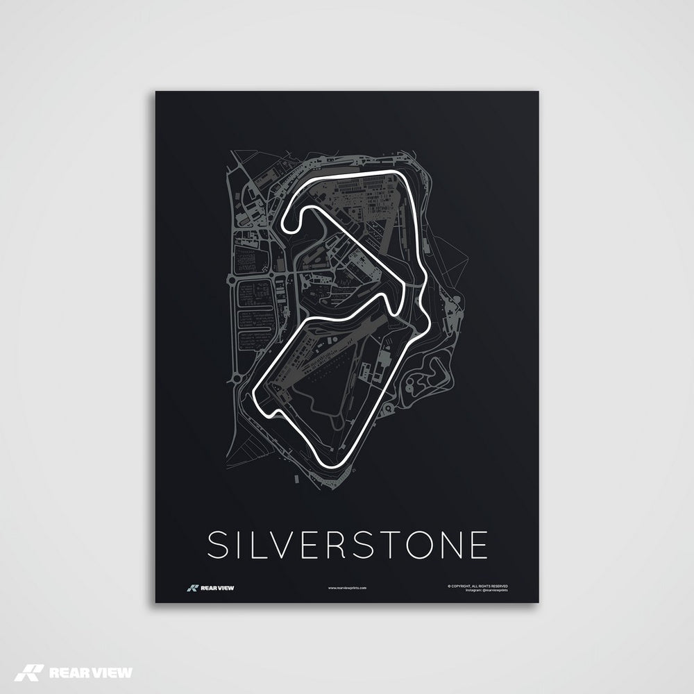 The Silverstone Circuit F1 Track Art Posters & Prints • Rear View Prints