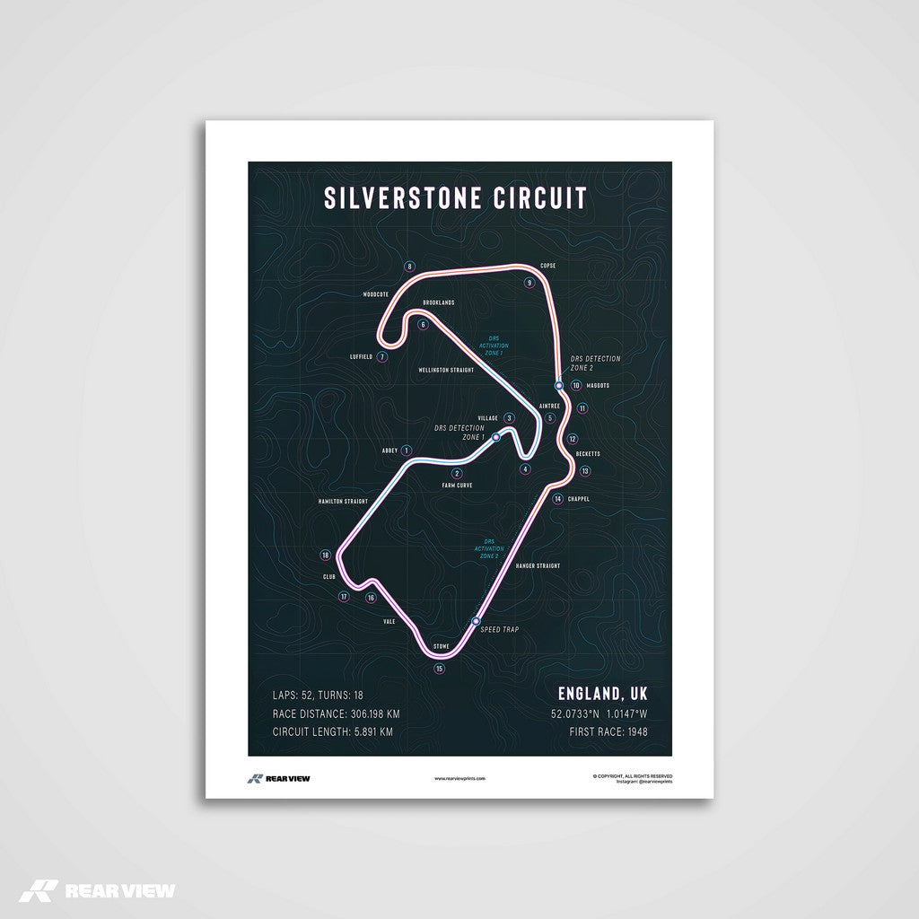 Prestigious Formula • Silverstone Track Art Poster • Rear View Prints